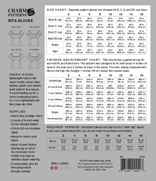 Rita Blouse Sew-Along 2: Choosing a Size – Charm Patterns